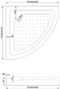 Mexen Rio, čtvrtkruhový sprchový kout s posuvnými dveřmi 80 (dveře) x 80 (dveře) x 190 cm, 5mm šedé sklo, černý profil + bílá sprchová vanička RIO, 863-080-080-70-40-4710