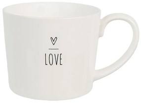 Bílý hrnek se srdíčkem s nápisem Love - Lovely Day - 12*8*7 cm / 300 ml