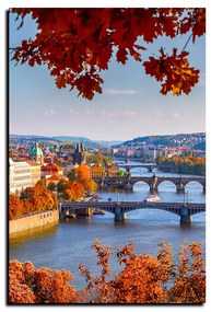 Obraz na plátně - Řeka Vltava a Karlův most - obdélník 7257A (75x50 cm)