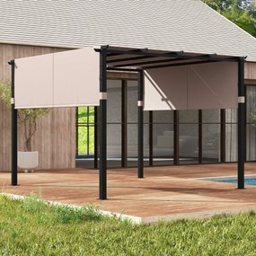 Costway Pergola s 2 Nastavitelné střechy Vodotěsné Stabilní Zimní altán, béžový