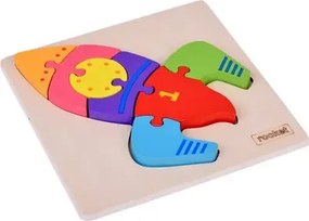JOKOMISIADA Dřevěné puzzle Raketa / 7 dílků / dřevo / 14,5 x 14,5 cm