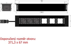 IBConnect Vestavná zásuvka INTRO černá - různé konfigurace Konfigurace elektrozásuvky: 3x230V