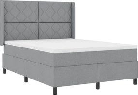 Postel s boxspringem s čelo Světle šedá 190 x 140 cm textil 3341700