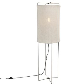 Designová stojací lampa s béžovým lněným stínítkem - Rich