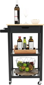 Servírovací vozík, přírodní/černá, ARETE