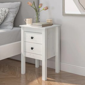 Noční stolek bílý 40 x 35 x 61,5 cm masivní borové dřevo,  813691 HangarStore.cz