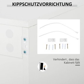 HOMCOM Příborník bílý Komoda se 2 zásuvkami a 3 dvířky, víceúčelová skříň, skříňka na dokumenty, 117x36x74cm