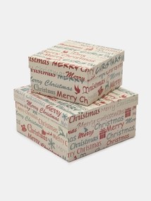 Sinsay - Vánoční dárkové krabice s potiskem „Merry Christmas“ 2 pack - vícebarevná
