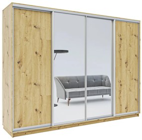 Šatní skříň GAMMA 300 × 240 cm dub artisan se zrcadlem