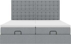 Osmanský rám postele s matrací světle šedý 200x200cm textil 3313741