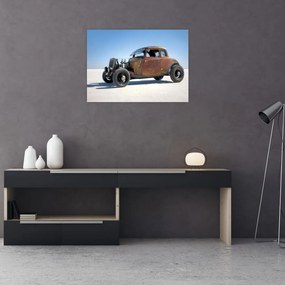 Skleněný obraz auta v poušti (70x50 cm)