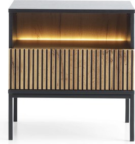 PSK Noční stolek SANTAL, Černá/Dub Votan 54 cm