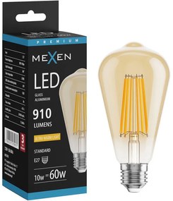 Mexen Vintis Žárovka filament LED E27, ST64, 10W, Teplá - 2200K, 910 lm, jantarová - L152-E27-1022-50
