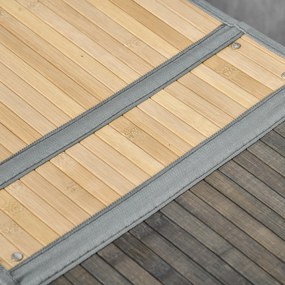 HOMCOM Koš na prádlo z bambusu s kapacitou 100L a víkem, s odnímatelným pytlem se 2 přihrádkami 62,5x37x60,5 cm Šedý a přírodní