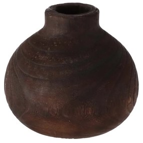 Hogewoning Dřevěná kulatá váza tmavá Ø21 cm