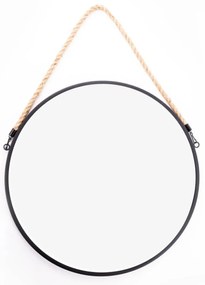 Závěsné zrcadlo v kovovém rámu, průměr 37 cm