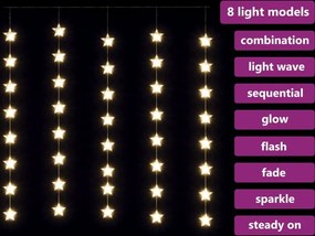 vidaXL Světelný závěs hvězdičky 200 LED světlo 8 funkcí [328802] Barva: Studená bílá