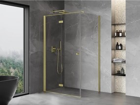 Mexen Mist-F T, 1-křídlý ​​skládací sprchový kout levý 80 x 90 cm, čiré sklo, zlatý matný profil, 8A6T-080-090-55-00-L