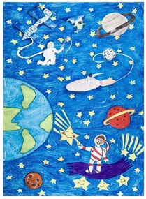 Dywany Łuszczów, Dětský kusový koberec Bambino 2265 Rocket Space blue, 80x150, modrá, dětský pokoj