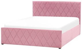 Sametová postel s úložným prostorem 140 x 200 cm růžová ROCHEFORT Beliani