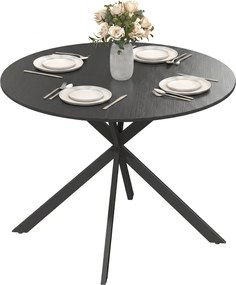 HOMCOM kulatý jídelní stůl pro 4, Ø 100 cm, průmyslový design, ocelové nohy, černý