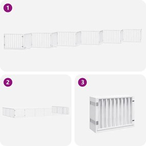 Zábrana pro psy s dvířky skládací 12 panelů bílá 960 cm topol 3155564