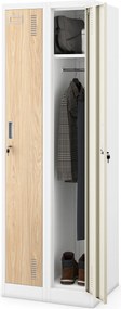 Dvoukomorová zaměstnanecká skříňka bílá / dub sonoma: Eco Design KACPER II, 600 x 1800 x 500 mm