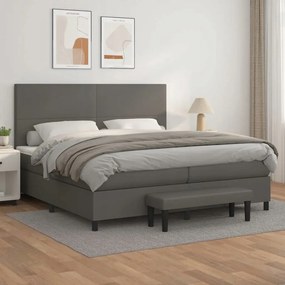 Fionshop 264256033 Box spring postel s matrací šedá 200x200 cm umělá kůže