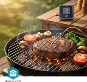 Nedis Teploměr na maso SmartLife šedá / Teploměr / Bluetooth / 2 sondy
