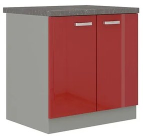 Dolní skříňka Multiline 80 D 2F BB, Barva: šedá / červený lesk