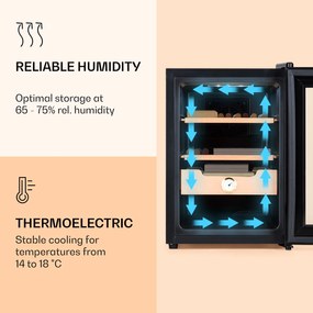 Klarstein El Presidente 37, humidor na doutníky, 37 l, 2 zásuvky, 1 přihrádka z cedrového dřeva