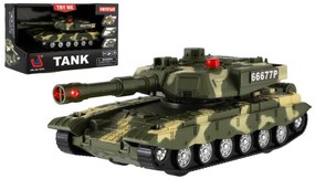 Tank plast 20cm na setrvačník na baterie se světlem se zvukem v krabici 23x14x11cm