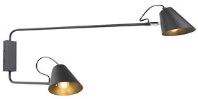 Chytrá nástěnná lampa černá 2-světlo nastavitelná vč. Wifi A60 - Lune