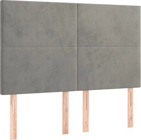 Box spring postel s matrací a LED světle šedá 140x200 cm samet 3136005