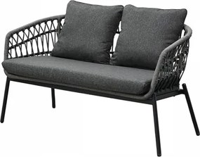 Zahradní set stůl 90x48 židle dvojkřeslo tmavě šedý antracitový ratan kov AZ-L1880 grey