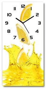 Wallmuralia Nástěnné skleněné hodiny Citronová šťáva 30x60 cm