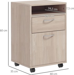 HOMCOM Kancelářská Skříň se Zásuvkami na Kolečkách