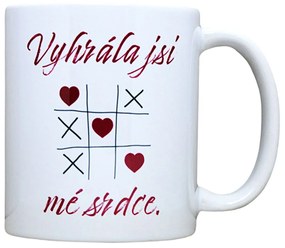 Super plecháček Keramický hrnek s potiskem vyhrála jsi mé srdce Objem a motiv: 320 ml srdce uvnitř