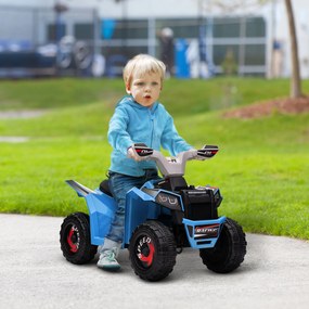 HOMCOM dětská elektrická čtyřkolka, mini elektrická čtyřkolka s funkcí jízdy vpřed a vzad, 6 V elektrické vozidlo pro děti 1,5-3 roky, 2,5 km/h, modr…