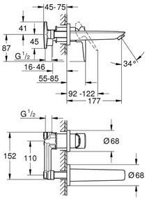 GROHE 20474001 - Umyvadlová dvouotvorová baterie 177 mm lesklý chrom