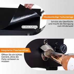 Costway Skládací grilovací vozík Přenosný grilovací stůl s kolečky, pracovní