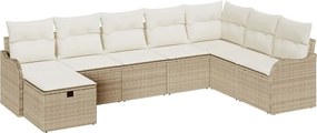 Set pohovek 8 ks 8-Počet míst Béžová a krémová polyratan 3359030