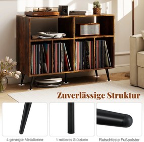 Costway 3patrový stojan na gramofon s vinylovými úložnými policemi skříň