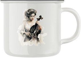 Keramický retro hrnek "Žena s violou", Keramický retro 400 ml
