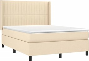Box spring postel s matrací a LED krémová 140x200 cm textil 3138482