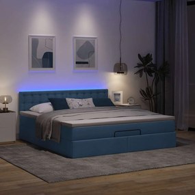 Osmanský rám postele s matrací modrá 160x200cm textil 3312491