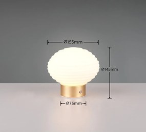 Stmívatelná LED stolní lampa v bílé a zlaté barvě se skleněným stínidlem (výška 14,5 cm) Earl – Reality