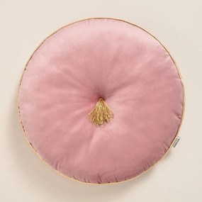 Room99 Dekorační polštář Kulatý s třásní Allure 45 cm Velvet Barva: Tmavě růžová