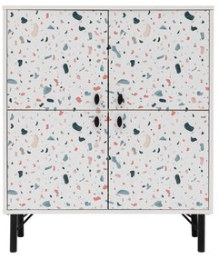 KALUNE DESIGN Dřevěná komoda TERRAZZO bílá 869VEL4527