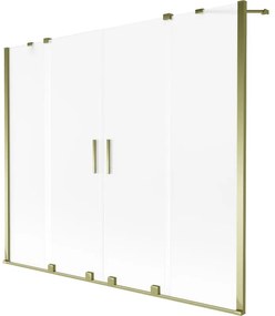 Mexen, Mexen Velar Duo parawan nawannowy 2-skrzydłowy rozsuwany 170 x 150 cm, szron, złoty - 896-170-000-32-50